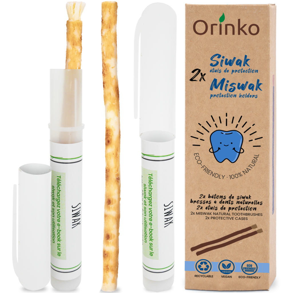 Miswak X2 Con 2 Estuches Protectores - Cepillo de Dientes 100% Natural ...